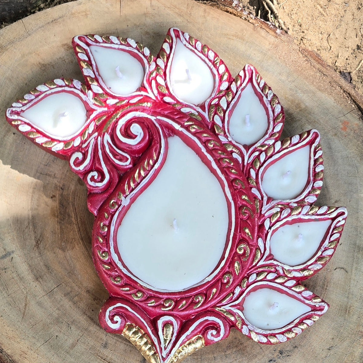 Ambi Plate (7 Diya) (Kumkum) – Hamari Asha